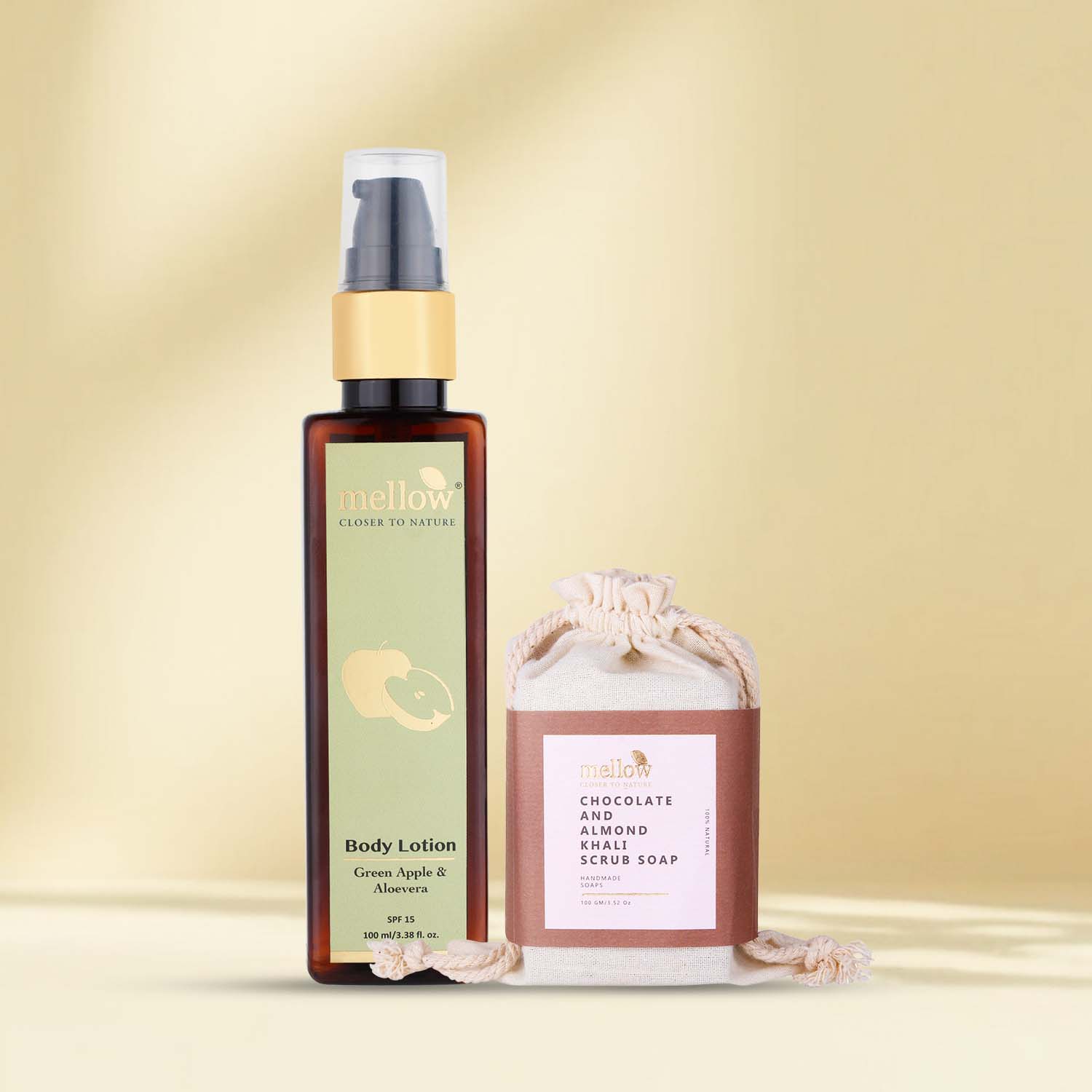 Green Apple body lotion +Chocolate body scrub soap – Mellow