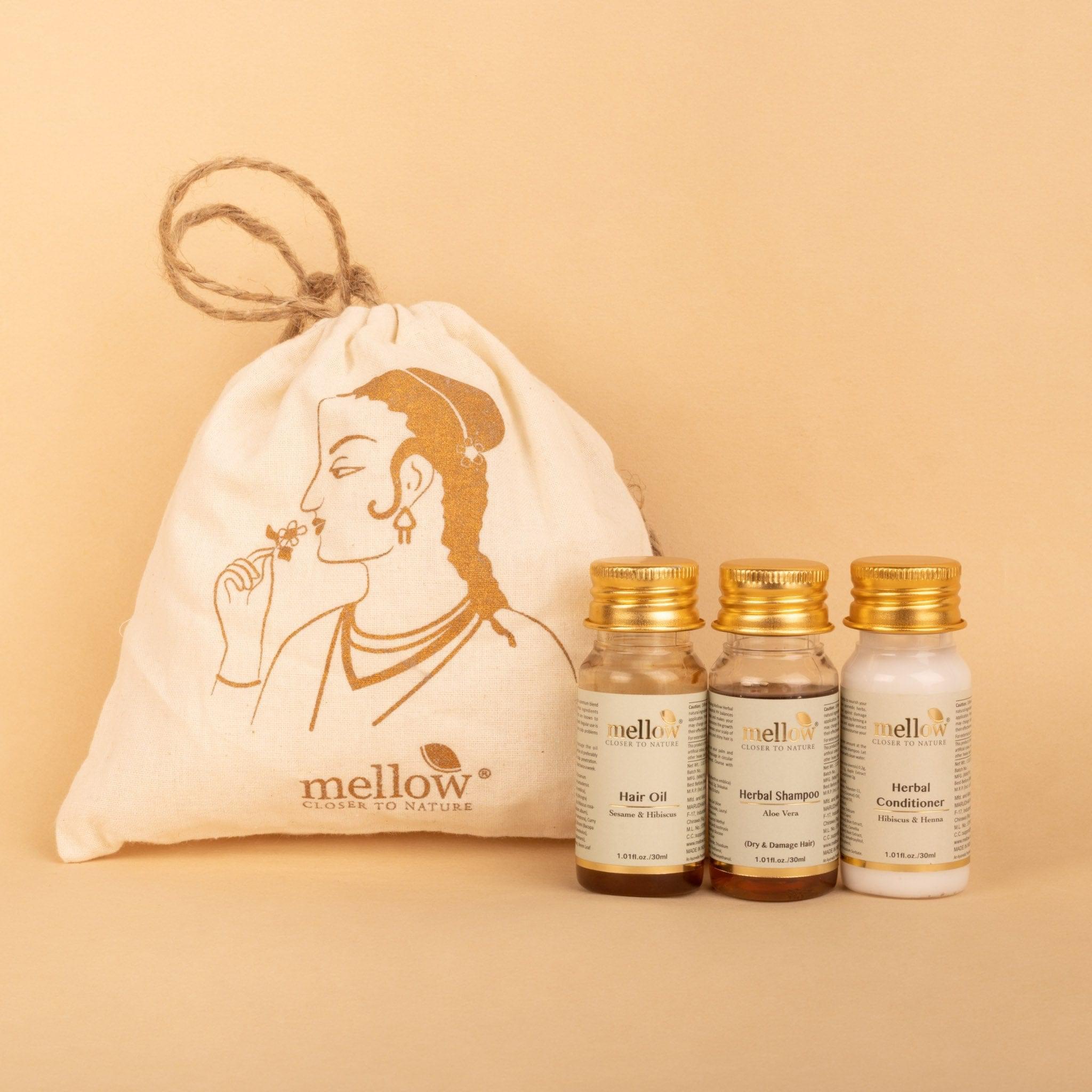 Ayurvedic Frizzy Or Dry Hair Trial Kit Mellow